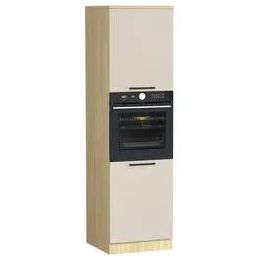 Backofenumbauschrank KOCHSTATION "Luna, Backofenschrank, Backofen-Hochschrank, Made in Italy", kaschmirfarben, eiche chopinfarben, B:60cm H:214,5cm T:60cm, Schr&auml;nke, Backofenumbauschrank, B/T/H: 60&times;60&times;214,5 cm, Oberplatte mit 25 mm St&auml;rke