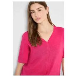 T-Shirt Cecil, Damen, Gr. L (42), beetroot pink, Jersey, 50% Modal, 50% Baumwolle, unifarben, comfort fit h&uuml;ftlang, V-Ausschnitt, normaler Saum, Shirts T-Shirt, in Unifarbe