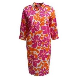 Smith & Soul Hemdblusenkleid SMITH & SOUL, Damen, Gr. XXL, N-Gr, hot orange print, Web, Obermaterial: 100% Baumwolle, gemustert, regular fit knieumspielend, 1-Knopf-Manschette, Kleider, mit floralem Allover-Print