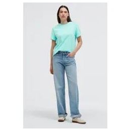 Rundhalsshirt SENSES.THE LABEL, Damen, Gr. XS, crystal aqua, Single Jersey, Material: 100% Baumwolle, unifarben, regular fit lang, Rundhals, eingesetzt gerader Abschluss, Shirts Rundhalsshirt, aus Baumwolle