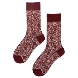 Socken Hudson "Socke Earthy Graphic", Damen, Gr. 43-46, lila (plum rot 0924), Obermaterial: 36% Baumwolle CO. 22% Polyacryl PAN. 22% Polyamid PA. 20% Wolle WO., Socken Socken