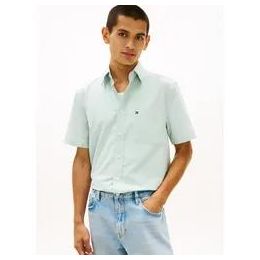 Kurzarmhemd Tommy Hilfiger "LIGHT OXFORD SOLID", Herren, Gr. L, N-Gr, crushed mint, Web, Obermaterial: 97% Baumwolle, 3% Elasthan, regular fit normal, Hemden, regular fit, Button-down-Kragen