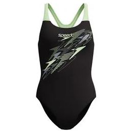 Badeanzug Speedo "Medley Medalist", Damen, Gr. 44, N-Gr, blk, ltgrn, Obermaterial: 100% Polyester, Badeanz&uuml;ge Badeanzug