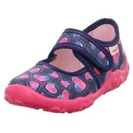 Hausschuh Superfit "BONNY, WMS: mittel", M&auml;dchen, Gr. 32, dunkelblau, pink, Baumwolle, mehrfarbig, Schuhe Hausschuh, Klettschuh, in WMS: Weite mittel, Gr&ouml;&szlig;enschablone zum Download