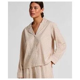 Hunkem&ouml;ller Pyjama HUNKEM&Ouml;LLER "Dobby Pyjama-Jacke aus Gewebter Baumwolle", Damen, Gr. XS, beige, 100% Baumwolle, Homewear-Sets Pyjama