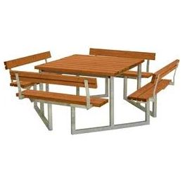 Garten-Essgruppe Plus "&raquo;Twist&laquo;, TOPSELLER", braun (teak ral 1006 transparent), B:227cm H:76cm T:227cm, FSC-zertifizierter Holzwerkstoff, Stahl, Sitzm&ouml;bel-Sets, 227x227x76/45 cm