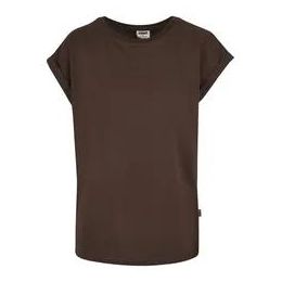 Kurzarmshirt Urban Classics "Urban Classics Damen Ladies Organic Extended Shoulder Tee", Damen, Gr. 4XL, braun, 100% Baumwolle, unifarben, loose fit, Rundhals, Shirts