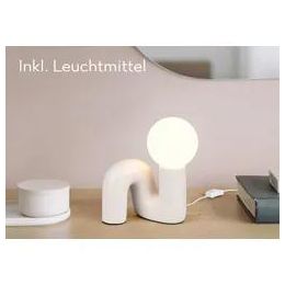 Trio REALITY LEUCHTEN Tischleuchte "QUINN, Keramik Tischlampe m. Glasschirm, Set inkl 2xG9 Leuchtmittel 3W", greige, 1, H: 21,5cm, 2 Stk., Leuchten, Design Nachttischlampe, Schreibtischlampe H&ouml;he 22cm, Glas Lampenschirm, Tischleuchte