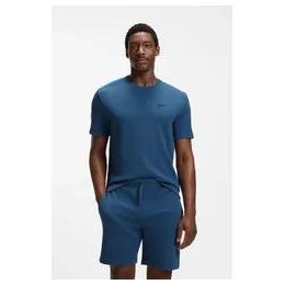 Pyjamaoberteil BOSS "Waffle T-Shirt", Herren, Gr. M, open blau 462, Obermaterial: 60% Baumwolle, 40% Polyester, regular fit, Rundhals, Shirts