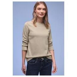 3/4-Arm-Shirt Street One, Damen, Gr. 34, timeless beige, Web, 100% Baumwolle, unifarben, normal h&uuml;ftlang, U-Boot-Ausschnitt, normaler Saum, Shirts 3/4-Arm-Shirt, aus reiner Baumwolle