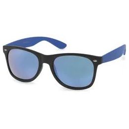 Wayfarer styleBREAKER "Nerd Sonnenbrille mit Rechteckigen Gl&auml;sern", Damen, blau (gestell schwarz, blau matt, glas blau), Modisch, Sonnenbrillen