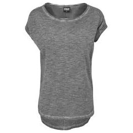 Kurzarmshirt Urban Classics "Urban Classics Damen Ladies Long Back Shaped Spray Dye Tee", Damen, Gr. XS, schwarzgrau, 100% Baumwolle, loose fit, U-Boot-Ausschnitt, Shirts