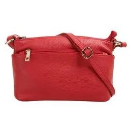 Umh&auml;ngetasche CLUTY, Damen, Gr. B/H/T: 27cm x 15cm x 6cm onesize, rot, Leder, unifarben, Taschen Umh&auml;ngetasche, echt Leder, Made in Italy