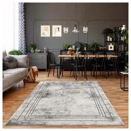 Teppich Carpet City "Noa 9341" Gr. 2, grau, B:80cm H:11mm L:150cm, Kunstfaser, Teppiche, Teppich, L&auml;ufer, Kurzflor, Modern, Weicher Flor, Pflegeleicht, Wohnzimmer