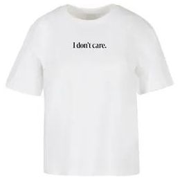 T-Shirt MISS TEE "Miss Tee I Don ́t Care Tee", Damen, Gr. 4XL, wei&szlig;, 100% Baumwolle, bedruckt, oversize, Rundhals, Shirts T-Shirt