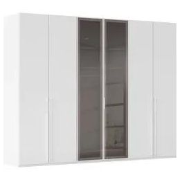 Dreht&uuml;renschrank Rauch "Schrank Garderobe SKAT SHINE Breiten 151/201/251/301cm, H&ouml;he 223/235cm", alpinwei&szlig;, B:301cm H:223cm T:63cm, Glas, Holzwerkstoff, Schr&auml;nke, Dreht&uuml;renschrank, edle Schrankfront mittig hochwertige Glasrahment&uuml;ren MADE IN GERMANY
