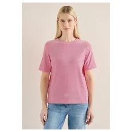 Rundhalsshirt Cecil, Damen, Gr. XS (36), beetroot pink, Stoff, 53% Viskose, 41% Polyester, 6% Elasthan, gestreift, Basic, normal normal, U-Boot-Ausschnitt, abgesteppt, Shirts Rundhalsshirt, mit U-Boot-Ausschnitt