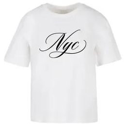 T-Shirt MISS TEE "Miss Tee NYC Calligraphy Letters Tee", Damen, Gr. XL, wei&szlig;, 100% Baumwolle, bedruckt, oversize, Rundhals, Shirts T-Shirt