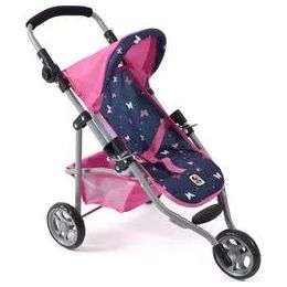 Bayer Chic 2000 Puppenbuggy CHIC2000 "Jogging-Buggy Lola", bunt (butterfly blau), Puppenwagen, KinderB:33cm H:57cm T:70cm, Kunststoff, Metall, Stoff, mit klappbarem Verdeck, B:33cm H:57cm T:70cm