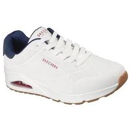 Sneaker Skechers "UNO-SUITED ON AIR", Herren, Gr. 41, wei&szlig;, navy, Lederimitat, Veloursleder, kontrastfarbene Details, Schuhe Sneaker, Freizeitschuh, Halbschuh, Schn&uuml;rschuh mit modischer Keilsohle
