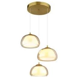 Globo LIGHTING H&auml;ngeleuchte "AVILA", goldfarben geb&uuml;rstet, 1, &Oslash; 50cm H: 150cm, 1 Stk., Leuchten, Goldfarbene H&auml;ngeleuchte mit Amber-Glas, dimmbar, Fernbedienung, H&auml;ngeleuchte