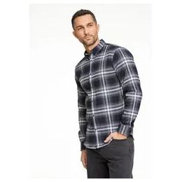 Flanellhemd LINDBERGH "Freizeithemd Relaxed Fit", Herren, Gr. L, Normalgr&ouml;&szlig;en, schwarz, Obermaterial: 98% Baumwolle, 2% Elasthan, Hemden