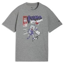 Trainingsshirt Puma "Flagrant Foul Relaxed Basketball Player T-Shirt Jungen", Kinder, Gr. 140, medium gray heather, Obermaterial: 100% Baumwolle. Rippe: 71% Baumwolle, 29% Polyester, bedruckt, relaxed fit, Rundhals, Shirts