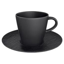 Villeroy & Boch Tasse VILLEROY & BOCH "Kaffeetasse mit Untertasse Manufacture Rock 150 ml / &oslash; 15,4 cm schwarz", schwarz, 2 tlg., Porzellan, Trinkgef&auml;&szlig;e, Tasse