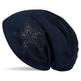 Beanie styleBREAKER "Beanie M&uuml;tze mit Strass Nieten Stern", Damen, blau (midnight, blau), Obermaterial: 100% Viskose CV., Modisch, M&uuml;tzen Beanie