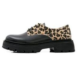 Ballerina DOGO "Brooklyn Black-Leo Damen Halbschuhe", Damen, Gr. 39, Normalschaft, schwarz, Lederimitat, Schuhe Ballerina, Handgefertigt