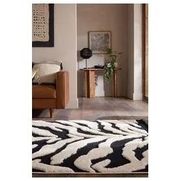 Teppich FLAIR RUGS "ESRA ZEBRA", monochrom, B:133cm H:20mm L:190cm, Oberfl&auml;che: 100% Polyester. R&uuml;ckseite: 41% Baumwolle, 32% Polyester, 27% Synthetik, Teppiche, Teppich
