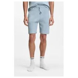 Sweatshorts BOSS "Sweatshorts Structure Sho", Damen, Gr. XXL, N-Gr, light, pastel blau 450, Sweatware, Obermaterial: 60% Baumwolle, 40% Polyester, regular fit kniefrei, Hosen Sweatshorts, kurze Hose mit Strickeins&auml;tzen