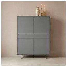 Highboard "Essentials, Sideboard, Kommode, Anrichte, Schrank, Stauraumschrank", graphit, B:111cm H:141,9cm T:42cm, Holzwerkstoff, MDF, LeGer Home by Lena Gercke, Sideboards, Highboard, Breite: 111 cm, UV lackiert, Push-to-open-Funktion