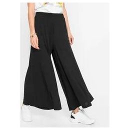 Culotte bonprix "Jersey-Culotte mit weitem Bein", Damen, Gr. 40/42 (M), N-Gr, schwarz, Obermaterial: 70% Modal, 30% Polyester, loose fit, Hosen Culotte, aus Modal und Polyester, Loose fit Passform, weites Bein
