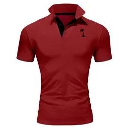 Poloshirt behype "PALMSON", Herren, Gr. M, rot (weinrot), 100% Baumwolle, unifarben, Shirts, mit kontrastfarbigen Details