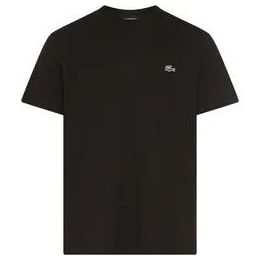 T-Shirt Lacoste, Damen, Gr. 3, schwarz, Jersey, Obermaterial: 65% Baumwolle, 35% Polyester, unifarben, regular fit normal, Rundhals, abgesteppte Kante, Shirts T-Shirt, Rundhalsausschnitt, Regular Fit, elastisch und atmungsaktiv