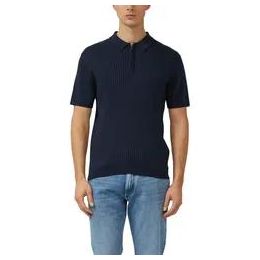 Poloshirt s.Oliver, Herren, Gr. 3XL, navy, Strick, Obermaterial: 85% Baumwolle, 15% Leinen, unifarben, normal h&uuml;ftbedeckend, Rundhals, B&uuml;ndchen, Shirts, mit Strick-Muster und kurzes Rei&szlig;verschluss