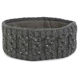 Stirnband styleBREAKER "Stirnband mit Zopfmuster & Strass", Damen, grau, Obermaterial: 100% Viskose CV., Modisch, M&uuml;tzen Stirnband