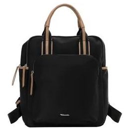 Rucksack Tamaris "Rucksack TAS Kirsten", Damen, Gr. B/H/T: 29cm x 34cm x 10cm, schwarz (schwarz 100), Obermaterial: 60% Polyurethan PU. 40% Polyester PES., Rucks&auml;cke Rucksack