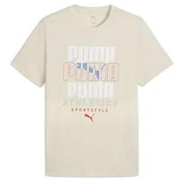 T-Shirt Puma "Graphic Stacked Graphic T-Shirt Herren", Herren, Gr. S, alpine snow wei&szlig;, Obermaterial: 100% Baumwolle. Rippe: 80% Baumwolle, 20% Polyester, bedruckt, regular fit, Rundhals, Shirts T-Shirt