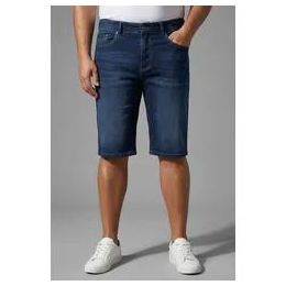 Jeansbermudas MAN'S WORLD PLUS, Herren, Gr. 54, N-Gr, dunkelblau used, Denim/Jeans, Obermaterial: 98% Baumwolle, 2% Elasthan, unifarben, regular fit kniefrei, Jeans, gerade geschnittenes Bein, normale Leibh&ouml;he, Regular-Fit