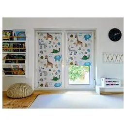 Seitenzugrollo K-home "Seitenzugrollo Thermo Klemmfix-Rollo mit Motiv Zoo", wei&szlig;, wei&szlig;, B:70cm H:150cm, Polyester, Rollos, Seitenzugrollo, Kinderrollo