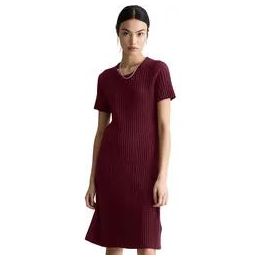 Marc O'Polo Strickkleid MARC O'POLO DENIM "aus geripptem Organic Cotton-Mix", Damen, Gr. XXL, Normalgr&ouml;&szlig;en, merlot rot, Obermaterial: 81% Baumwolle, 19% Polyamid, unifarben, slim fit kurz, Rundhals, Kleider Strickkleid