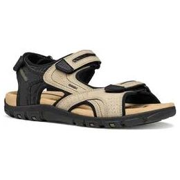Sandale Geox, Herren, Gr. 47, beige, schwarz, Lacklederimitat, Synthetik, Basic, Schuhe Sandale, Sommerschuh, Klettschuh, Outdoorsandale im Trekking-Look
