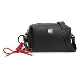 Tommy Hilfiger Mini Bag TOMMY JEANS "TJW CITY CHARM CAMERA BAG", Herren, Gr. B/H/T: 19cm x 11,5cm x 11cm, schwarz, Lederimitat, Taschen, Damen Umh&auml;ngetasche, Mini-Bag, Cross-Body Bag mit Kordelanh&auml;nger