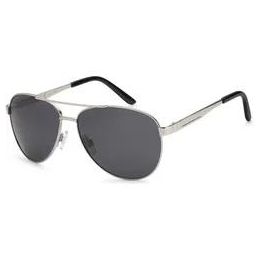 Pilotenbrille styleBREAKER "Polarisierte Piloten Sonnenbrille mit Etui", Damen, grau (gestell silber, glas grau), Modisch, Sonnenbrillen