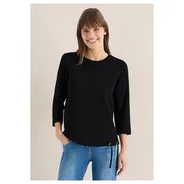 3/4-Arm-Shirt Cecil, Damen, Gr. S (38), schwarz, Web, 100% Baumwolle, unifarben, comfort fit normal, Rundhals, normaler Saum, Shirts 3/4-Arm-Shirt, mit 3/4 &Auml;rmeln