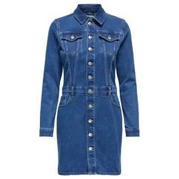 Jeanskleid Only "ONLELLEN L/S SHORT STRETCH DNM DRESS PIM", Damen, Gr. S, N-Gr, medium blau denim, Denim/Jeans, Obermaterial: 92% Baumwolle, 6% Polyester, 2% Elasthan, unifarben, kniefrei, Kleider, slim fit