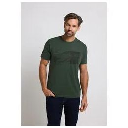 T-Shirt Street One MEN, Damen, Gr. S (38), soft olive gr&uuml;n, Web, 100% Baumwolle, bedruckt, regular fit normal, Rundhals, abgesteppt, Shirts T-Shirt, aus reiner Baumwolle