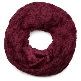 Strickschal styleBREAKER "Feinstrick Loop mit Flecht Muster und Teddyfleece", Damen, rot (bordeaux, violett), Obermaterial: 100% Viskose CV., Modisch, Modet&uuml;cher